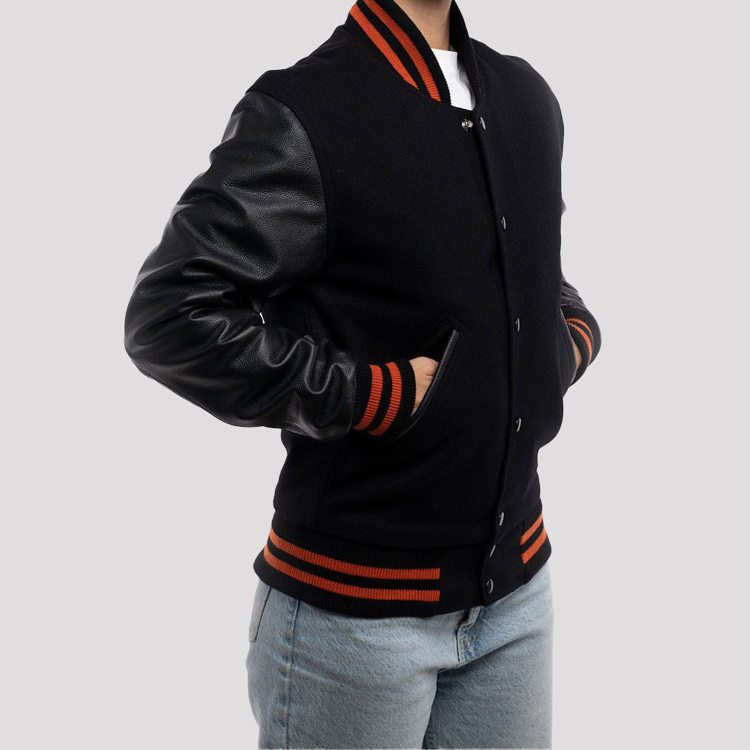 Leather Sleeves Letterman Jacket – Aamron